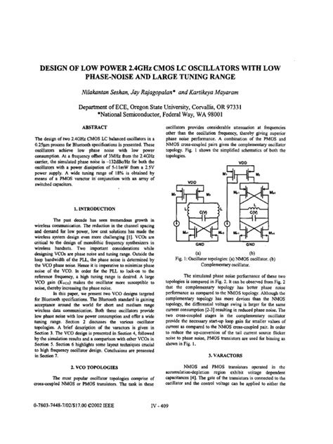 Design Of Low Power 24 Ghz Cmos Lc Oscillators With Low Phasenoi Pdf