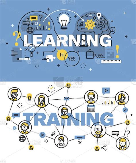 一套矢量插图词汇概念的学习和训练素材 花瓣网