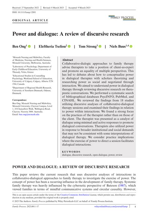 Pdf Power And Dialogue A Review Of Discursive Research