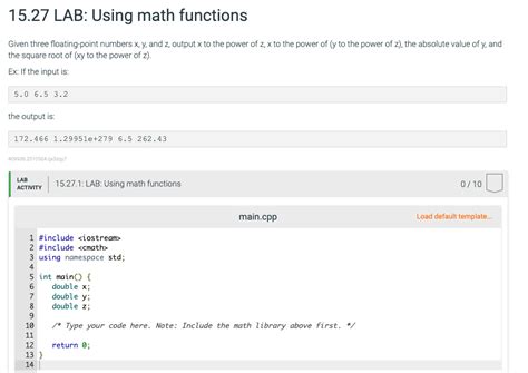 Solved LAB Using Math Functions Given Three Chegg