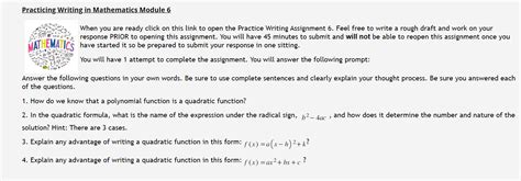 solved practicing writing in mathematics module 6 when you