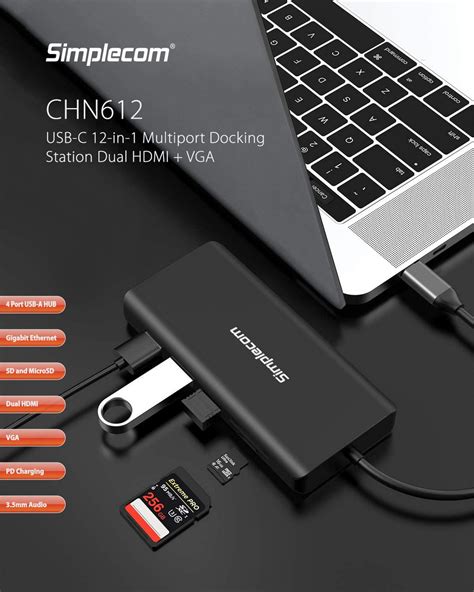 Simplecom USB C In Multiport Docking Station XHDMI VGA Triple Display Gigabit LAN CHN