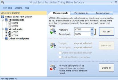 Virtual Serial Port Driver Delete Benchlio