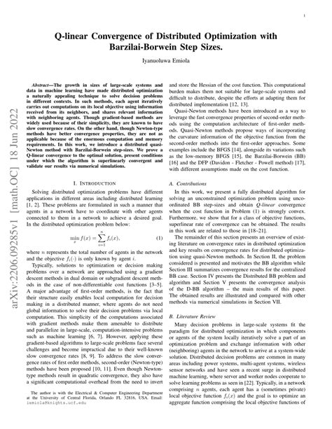 Pdf Q Linear Convergence Of Distributed Optimization With Barzilai