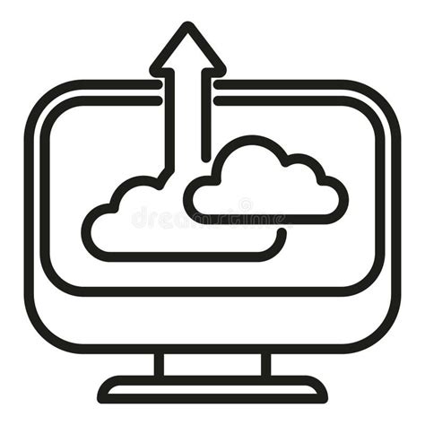 Computer Upload Data Cloud Icon Outline Vector Smart Office Stock Vector Illustration Of Line