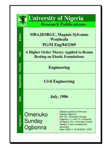 A Higher Order Theory Applied To Beams Resting On Elastic Foundations Pdf Pdf Bending Beam