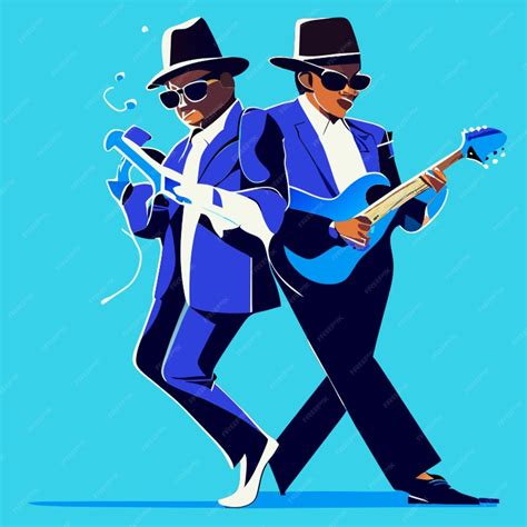 Premium Vector Blues Brothers Playing Music Vector Illustration Flat 2