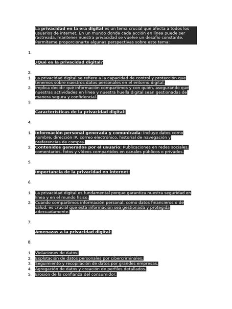 La Privacidad En La Era Digital Pdf Computadoras