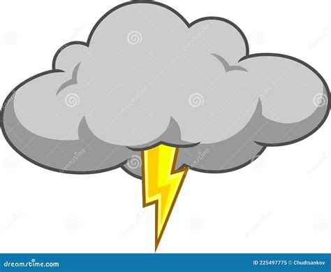 Cartoon Dark Cloud With Lightning Stock Vector Illustration Of Nature Colorful 225497775