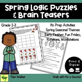 Spring Logic Puzzles Brain Teasers By Walk With Me A Second TPT
