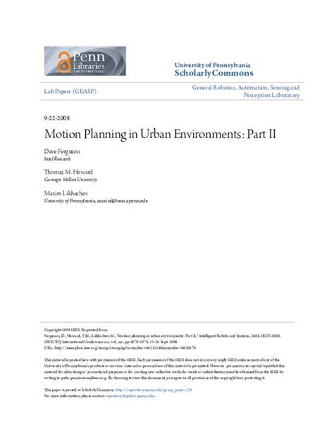 Pdf Motion Planning In Urban Environments Part Ii