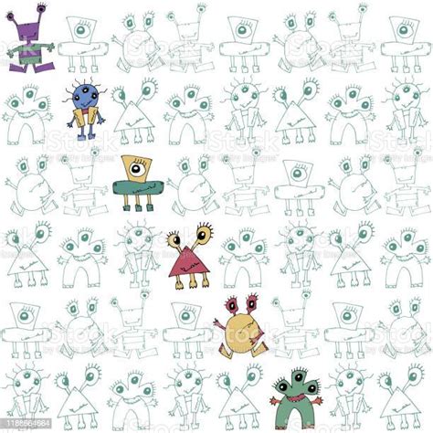 벡터 몬스터 원활한 패턴 손으로 그린 벡터 그림입니다 수의학 브랜드 디자인 및 어린이 제품을 위한 인쇄 녹색과 흰색 색상의 직물