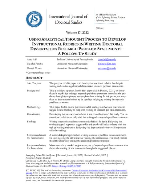 Pdf Using Analytical Thought Process To Develop Instructional Rubrics