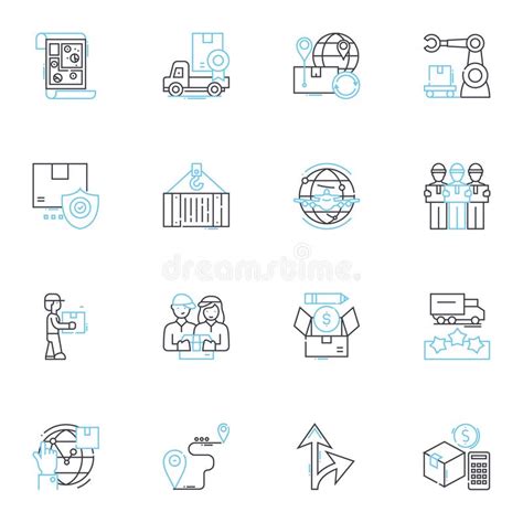 Transportation Services Linear Icons Set Logistics Shipping Delivery