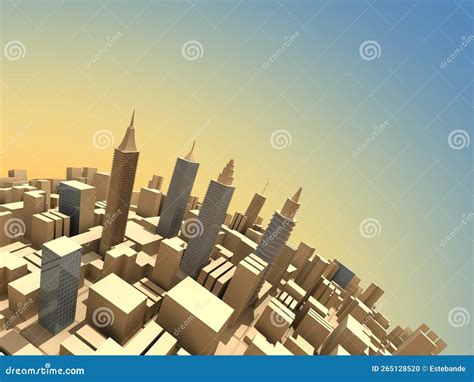 Schematic City On A Spherical Terrain Stock Illustration Illustration