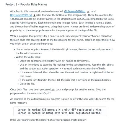 Solved Project 1 Popular Baby Names Attached To This Chegg Com
