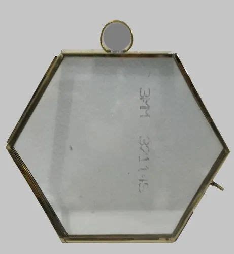 Golden Hexagonal Glass Photo Frame For Decoration Size 5 Inch At Rs