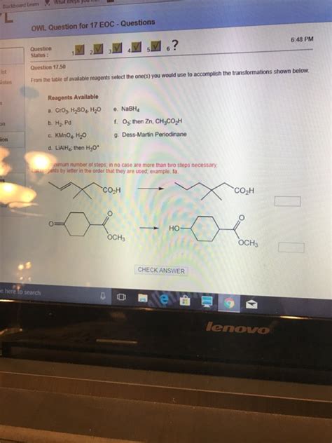 Solved From The Table Of Available Reagents Select The Ones