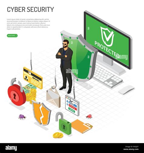 Cyber Security Isometric Concept Stock Vector Image And Art Alamy