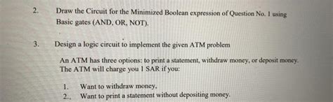 Solved 2 Draw The Circuit For The Minimized Boolean