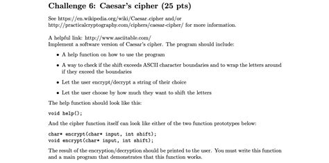 Solved Challenge Caesar S Cipher Pts See Chegg