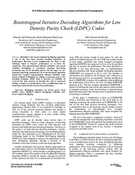 Pdf Bootstrapped Iterative Decoding Algorithms For Low Density Parity