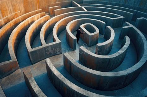 Person Navigating A Maze Or Labyrinth Symbolizing Problem Solving And