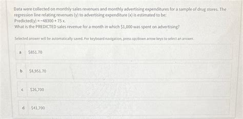 Solved Data Were Collected On Monthly Sales Revenues And