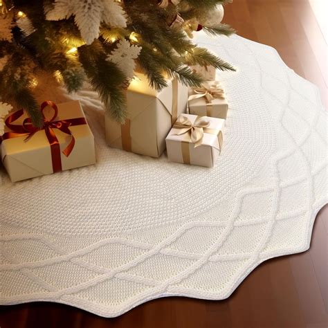 Wbhome Christmas Tree Skirt 48 Inch Cable Knit Knitted