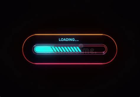 A Bright Digital Loading Bar On A Black Background Stock Illustration