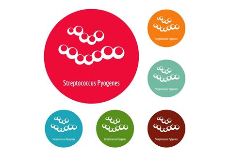 Streptococcus Pyogenes Icons Circle Set Vector By Anatolir56