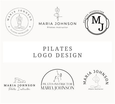 Pilates Logo Design Canva 6 Customizable Pilates Instructor Logos Pilates Teacher Logo Editable