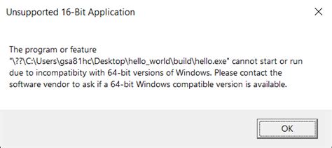 C Executable File Is Not Compatible With Win10 After Gen Cmake And Run Make Stack Overflow