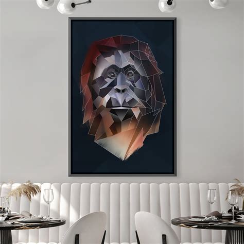 Low Poly Orangutan Dark Canvas Clockcanvas