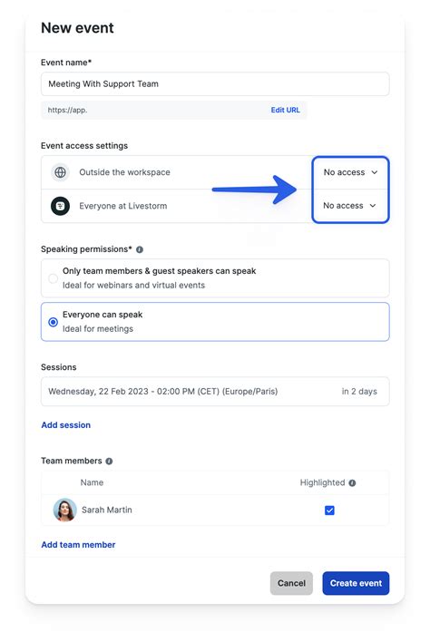 Create A Private Event With Restricted Access Documentation Livestorm