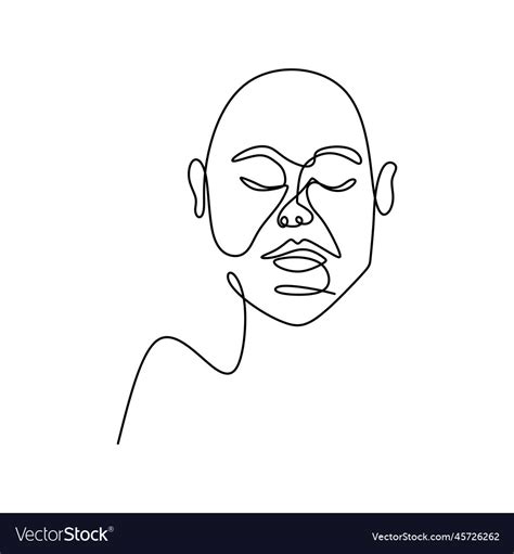 Abstract Face One Line Drawing Portrait Royalty Free Vector