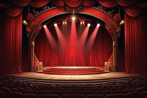 Premium Ai Image Red Stage Background