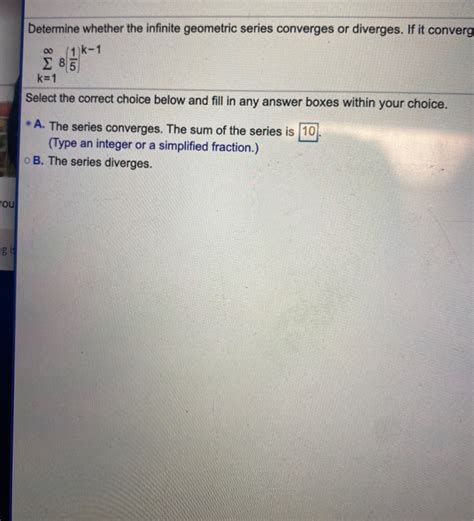 Solved Determine Whether The Infinite Geometric Series