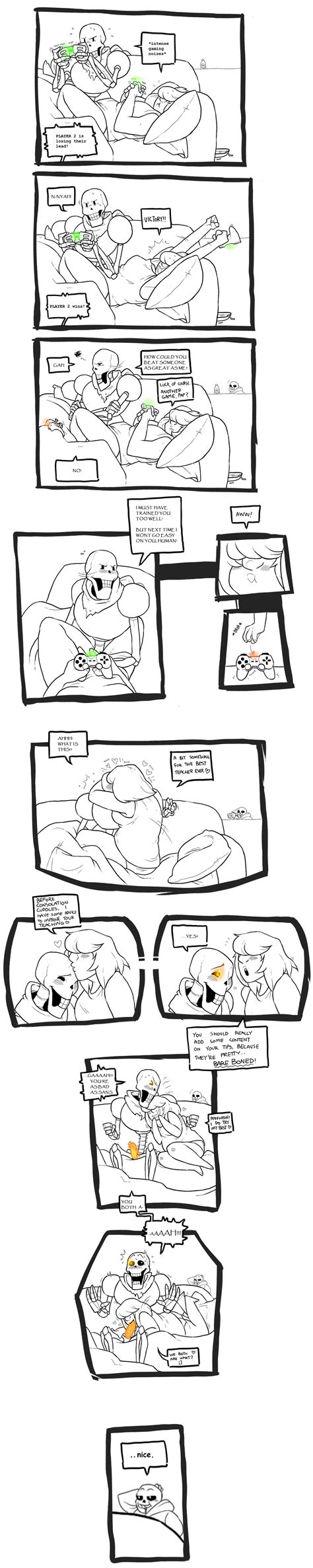 Rule 34 Bone Comic Dok Tah Fellatio Female Frisk Human Male Mammal