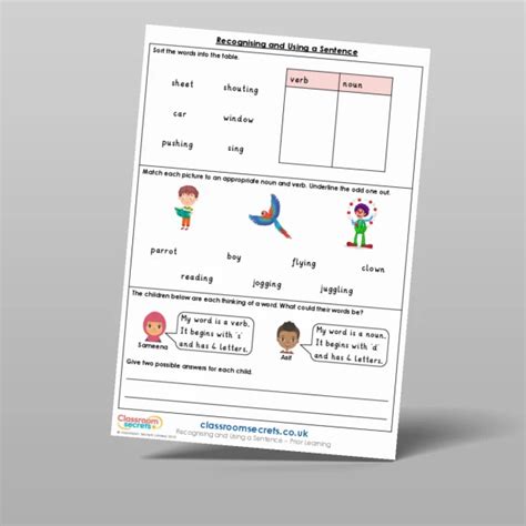 Year 1 Recognising And Using A Sentence Prior Learning Resource Classroom Secrets