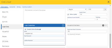 Editing Online Credentials Username And Password Foreup 8009295737