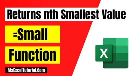 How To Use The Small Function In Excel Youtube