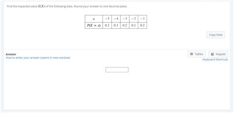 Solved Find The Expected Value E X Of The Following Data Chegg Com