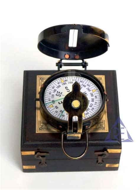 Black Antique Brass Prismatic Map Compass Lensatic Compass With Wood Box Handmade T