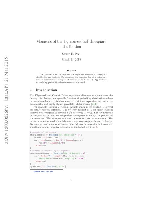 Pdf Moments Of The Log Non Central Chi Square Distribution