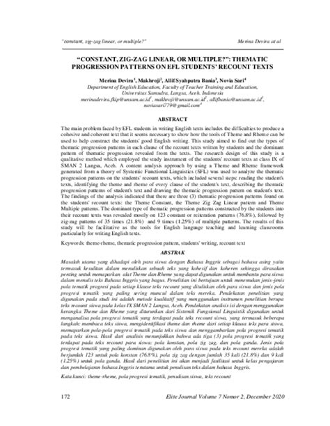 Pdf “constant Zig Zag Linear Or Multiple” Thematic Progression