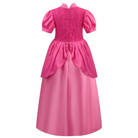 Makecool 150cm Princess Peach Costume For Girls Super Bros Princess