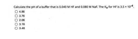 Solved Calculate The PH Of A Buffer That Is 0 040MHF And Chegg Com