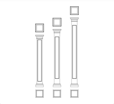 Doric Capitals With A Square Base Dwg Cad Block Download