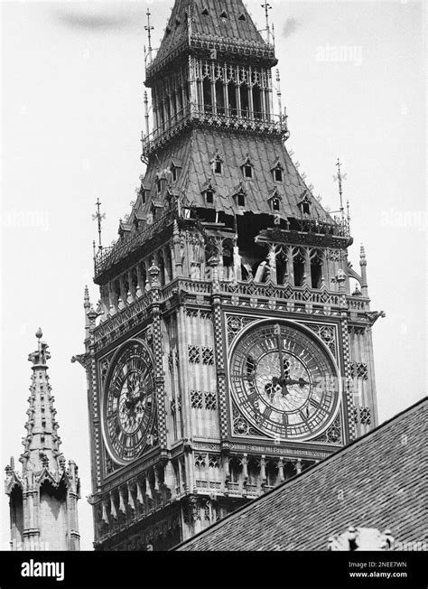A View Of The Top Of The Famous Big Ben Clock Tower In The House Of